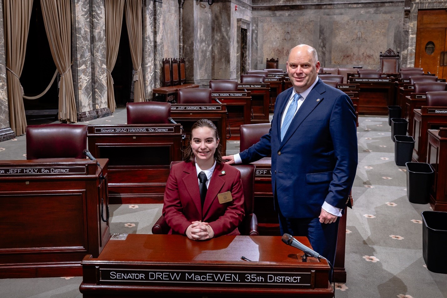 Amelia Barabe serves as page for Sen. Drew MacEwen - Drew MacEwen